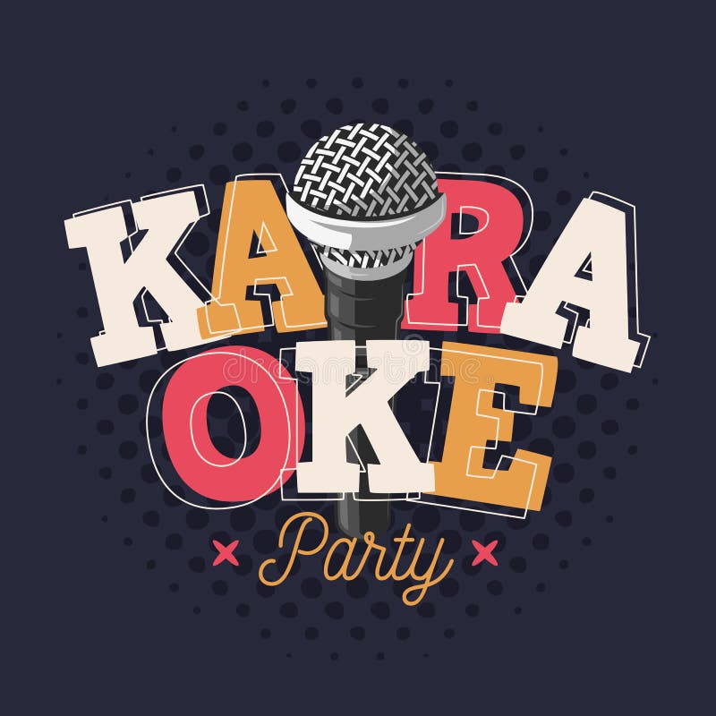 Karaoke Label Sign Design with Microphone Illustrations Stock Vector ...