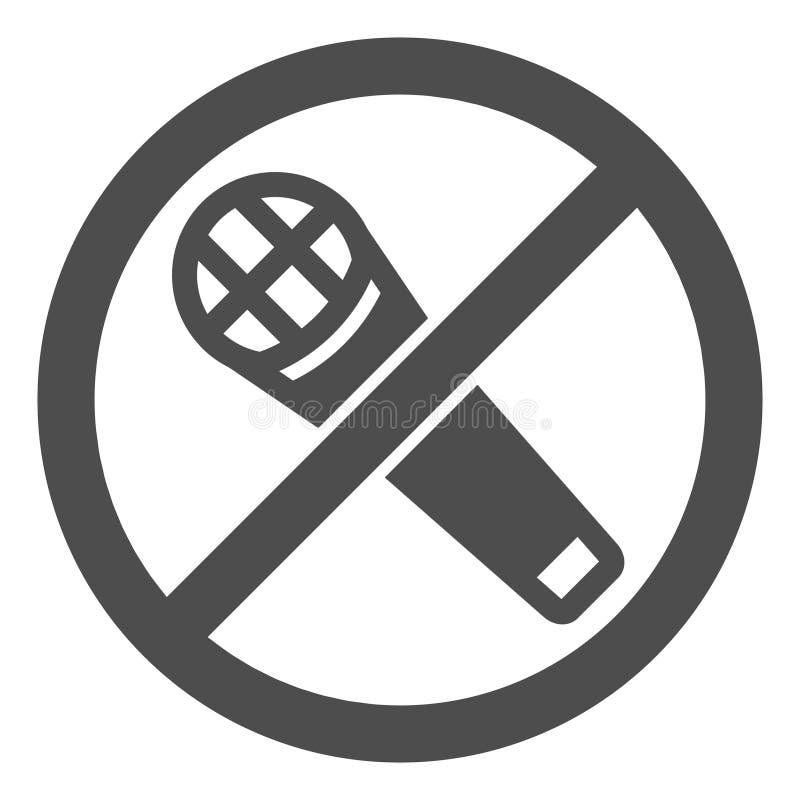 Karaoke Microphone Ban Solid Icon, Prohibited Elements Concept. Vector ...