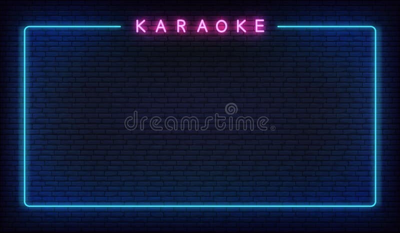 Karaoke Neon Background. Template with Glowing Karaoke Text and Border ...