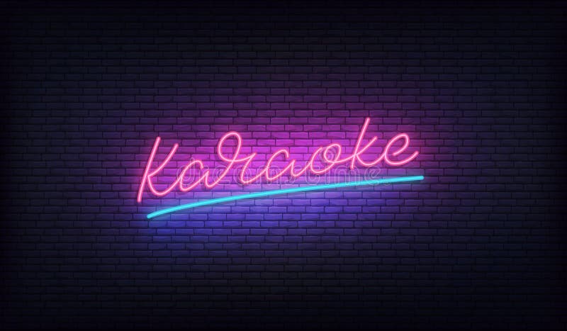 Karaoke Neon Glowing Lettering Sign Karaoke Stock Vector