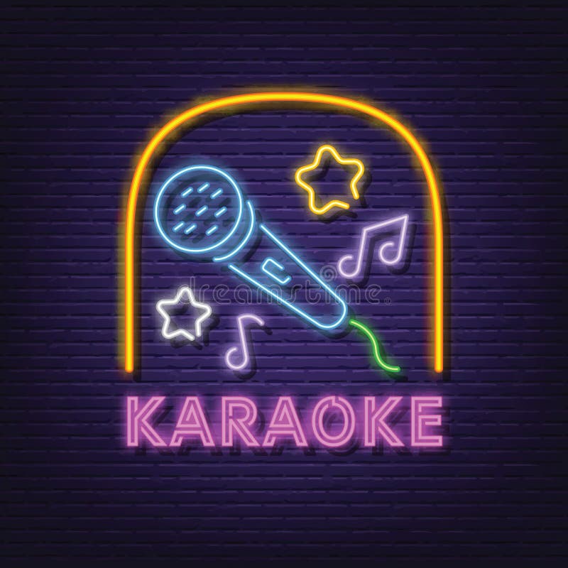 Karaoke Set of Neon Signs. Collection is a Light Logo, a Symbol, a ...
