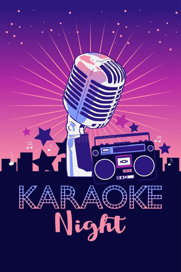 Karaoke Night Poster Banner Vector Illustration Stock Vector ...