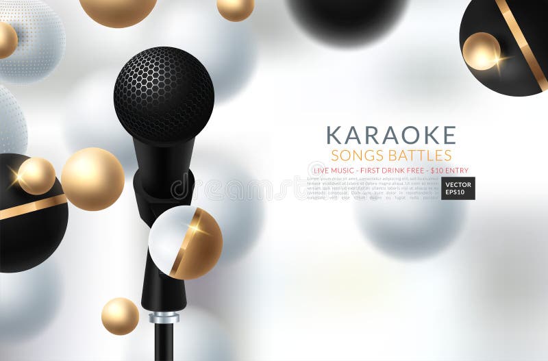 Karaoke Party Banner with Microphone. Vector Illustration Stock Vector ...