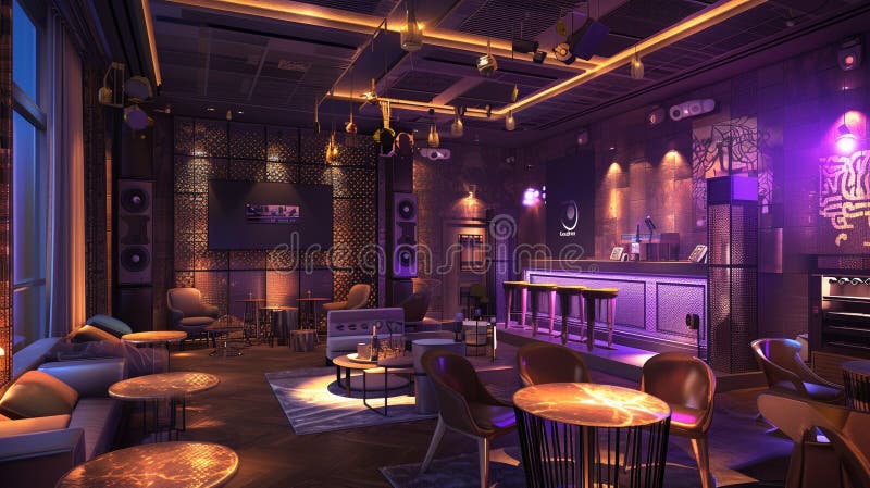 Karaoke Performers Entertain Guests in a Luxurious Hotel Lounge Stock ...