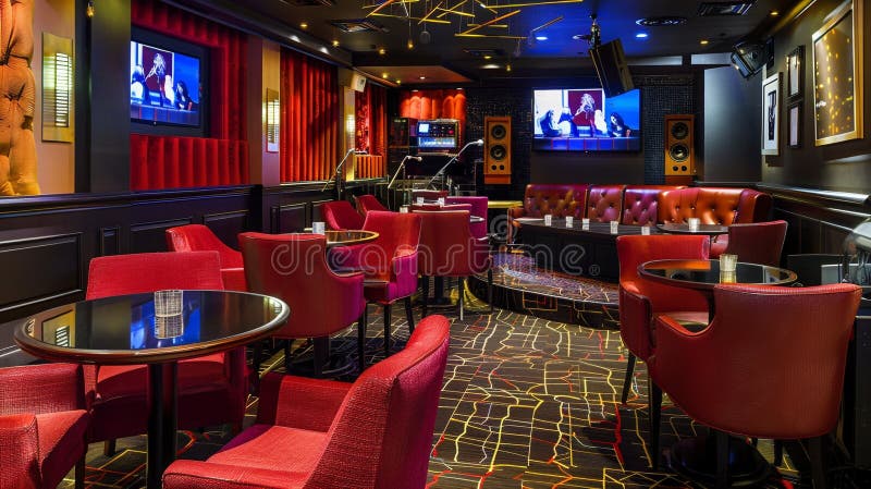 Karaoke Performers Entertain Guests in a Luxurious Hotel Lounge Stock ...