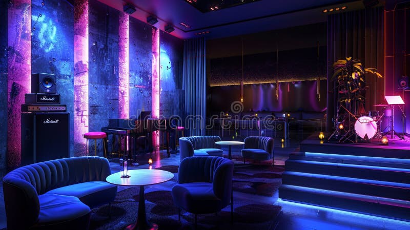 Karaoke Performers Entertain Guests in a Luxurious Hotel Lounge Stock ...