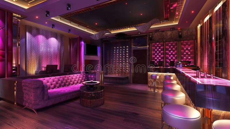 Karaoke Performers Entertain Guests in a Luxurious Hotel Lounge Stock ...