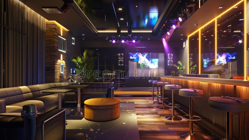 Karaoke Singers Perform in Upscale Hotel Lounge Stock Illustration ...