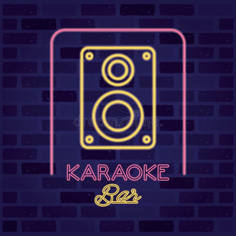 Karaoke Word with Speaker Calligraphy Neon Lights Stock Vector ...