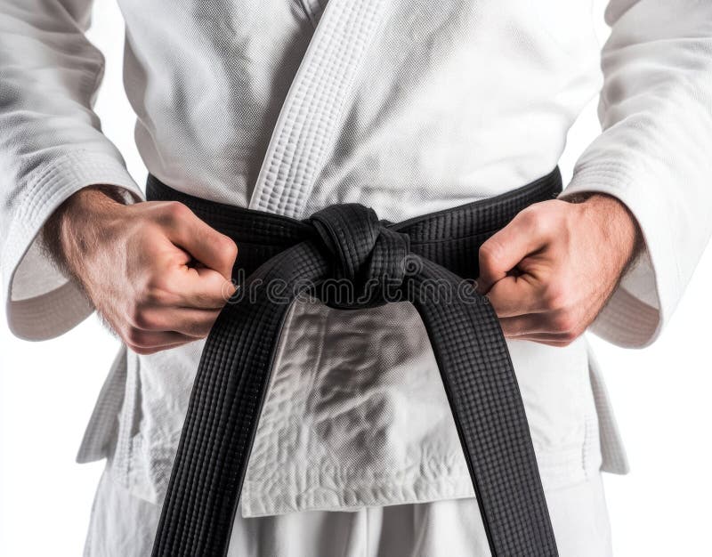 Karate Athlete in Uniform Photographed Up Close with a White Backdrop ...