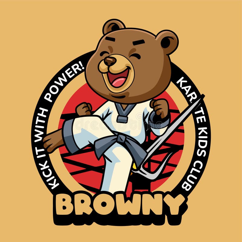 Cute Cartoon Sun Bears in Martial Arts Poses Wearing Karate Uniforms ...