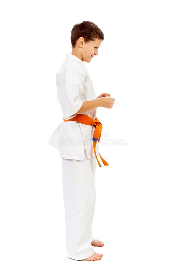 Karate Boy Smiling Isolated on White Stock Photo - Image of exercise ...
