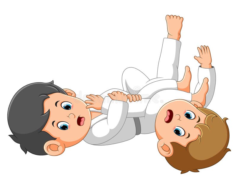 The Karate Boys are Fighting Each Other To Win the Battle Stock Vector ...