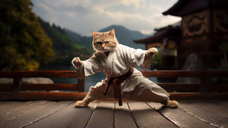 Karate cat stock illustration. Illustration of chinese - 298520090