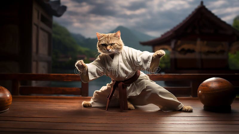 Karate cat stock illustration. Illustration of carnivore - 298520094