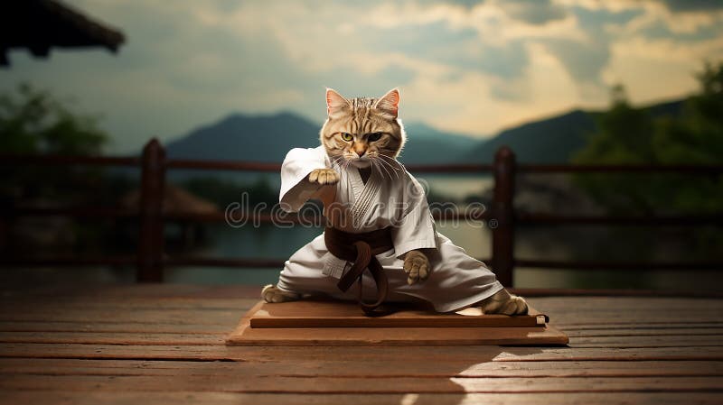 Karate cat stock illustration. Illustration of master - 298520102