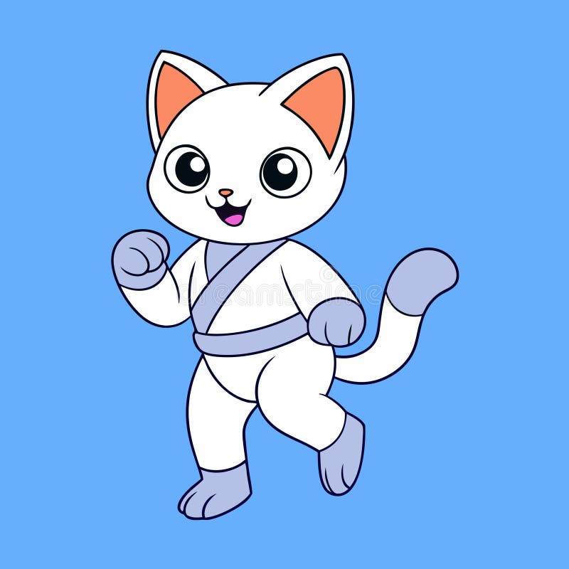 Karate Cat Vector Illustration Stock Vector - Illustration of sketch ...