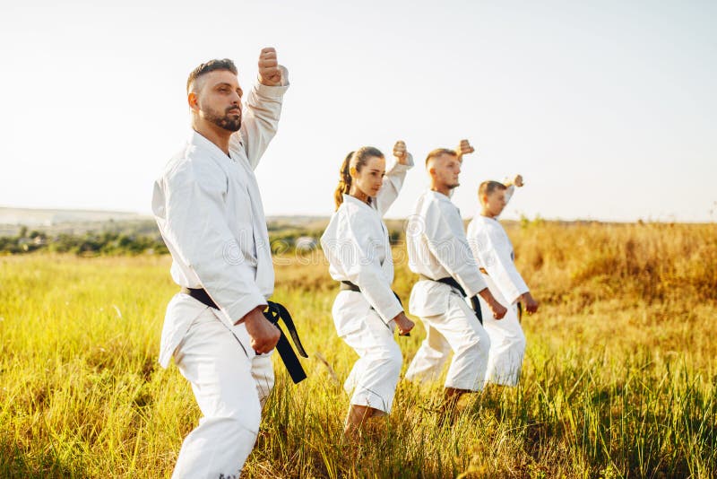 Master Teaches Karate Fighters the Correct Stand Stock Photo - Image of ...