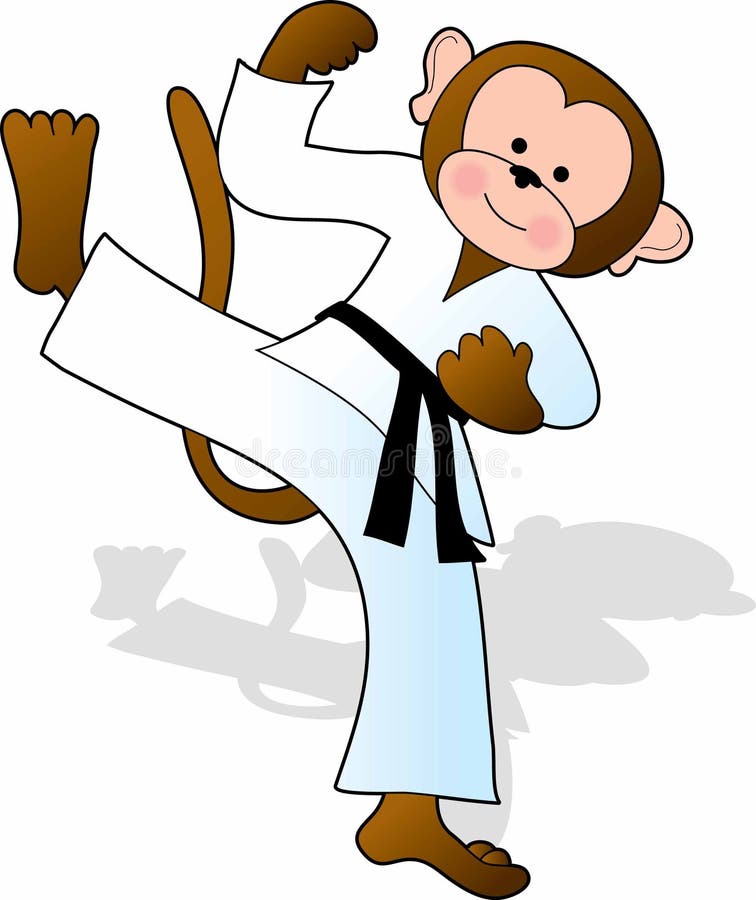 Karate del mono ilustración del vector. Ilustración de negro - 1983093