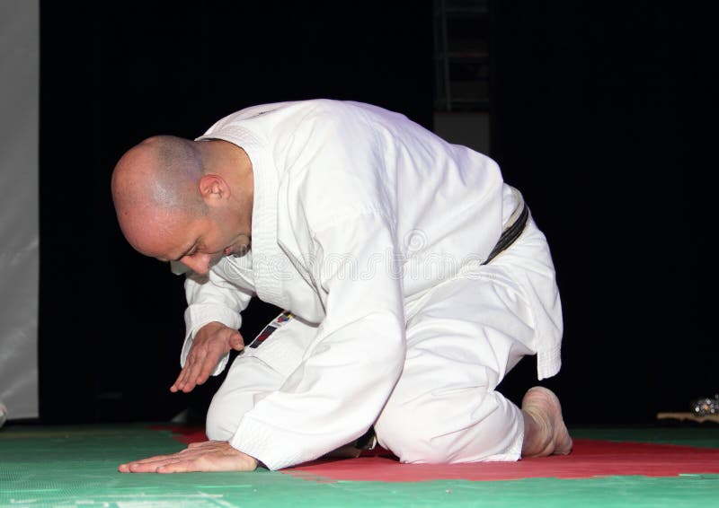 Karate Exibition: the Master`s Bow Stock Image - Image of race, place ...