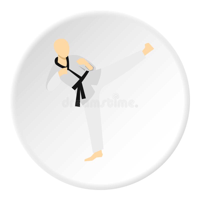 Karate Fighter Icon, Flat Style Stock Vector - Illustration of ...