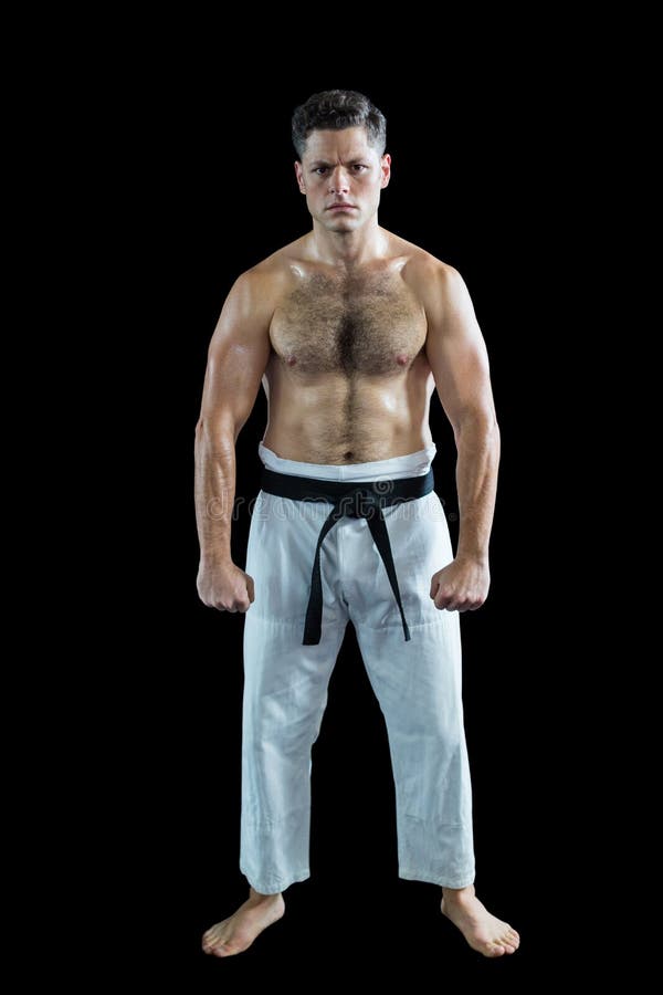 Karate Fighter Performing Karate Stance Stock Image - Image of ...