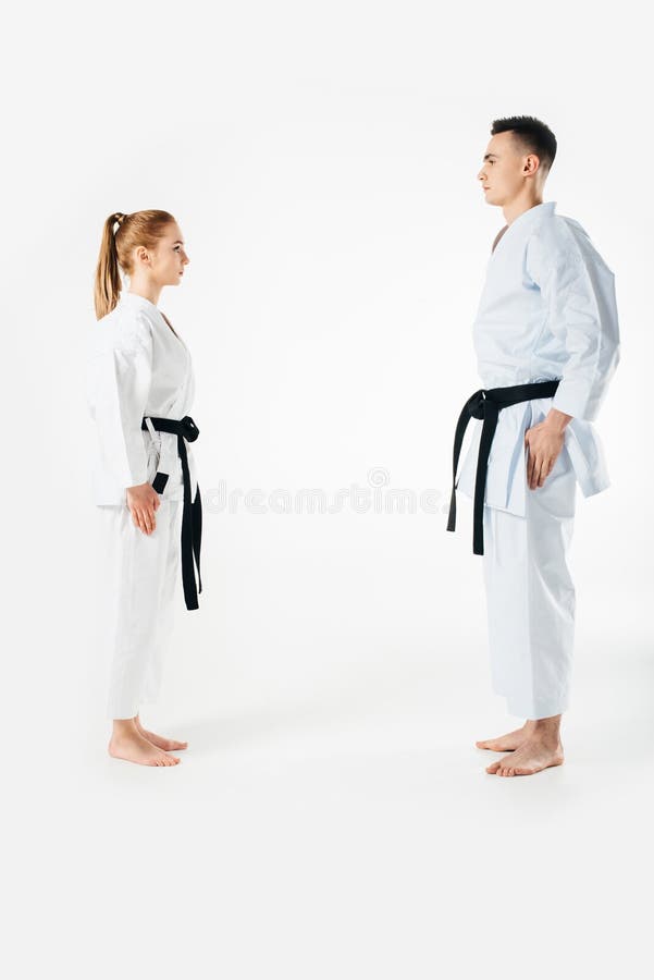 Karate Fighters Standing and Looking at Each Other Stock Image - Image ...