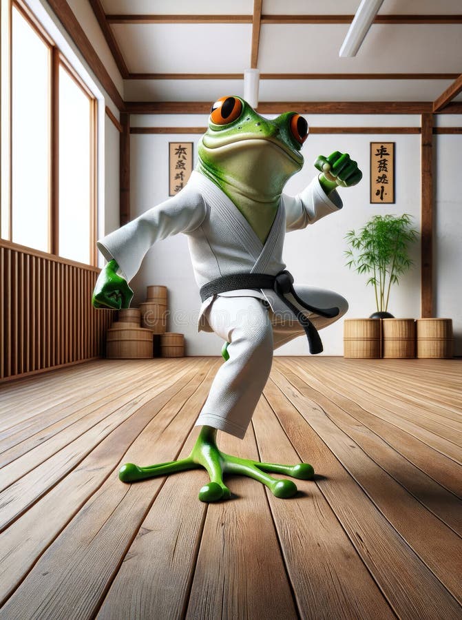 Karate Frog in Dojo stock illustration. Illustration of dojo - 299867337