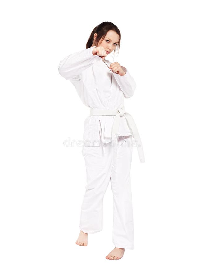 Karate Girl Turning Back and Looking at You Stock Image - Image of ...