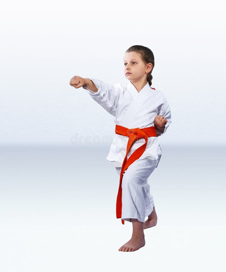 Karate Girl Beats Punch Arm Stock Image - Image of perseverance, jitsu ...