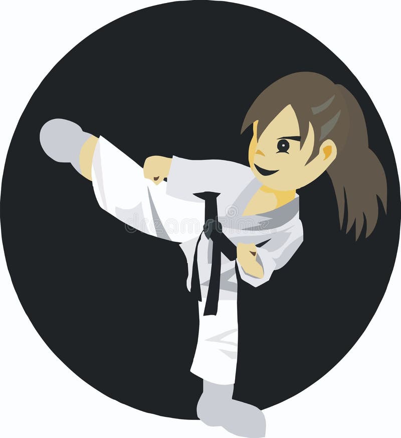Cute karate girl cartoon stock vector. Illustration of female - 58882178