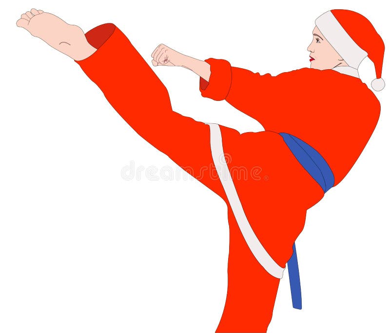 Karate girl in Santa suit stock vector. Illustration of athlete - 72484793