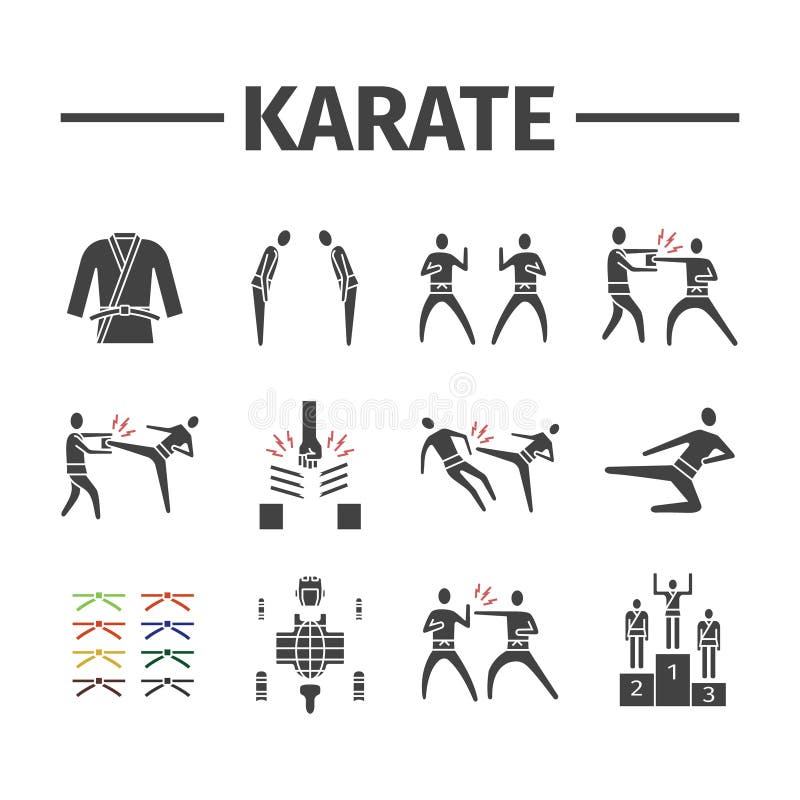 Karate Icons Set. Vector Sports Signs for Web Graphics. Stock Vector ...
