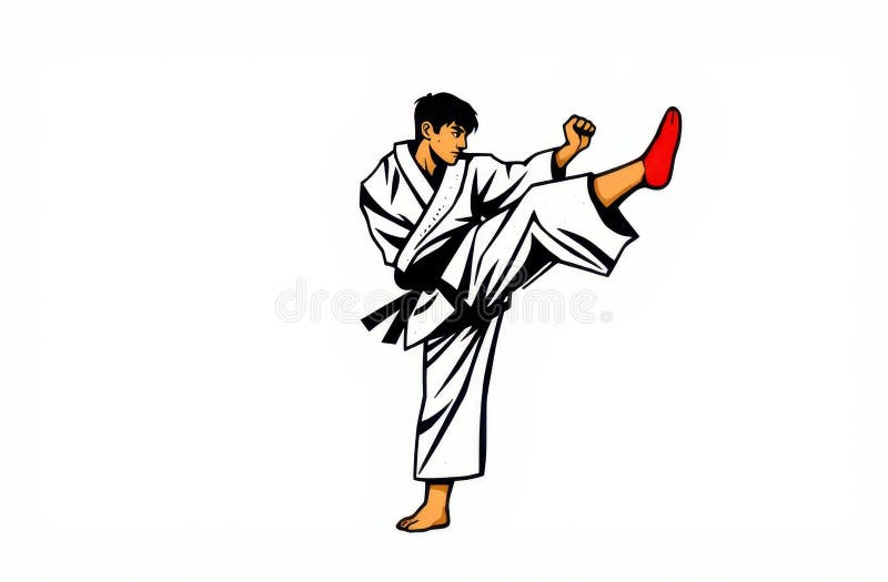 Karate Kicking in the Air at 1-10-2025 Stock Illustration ...