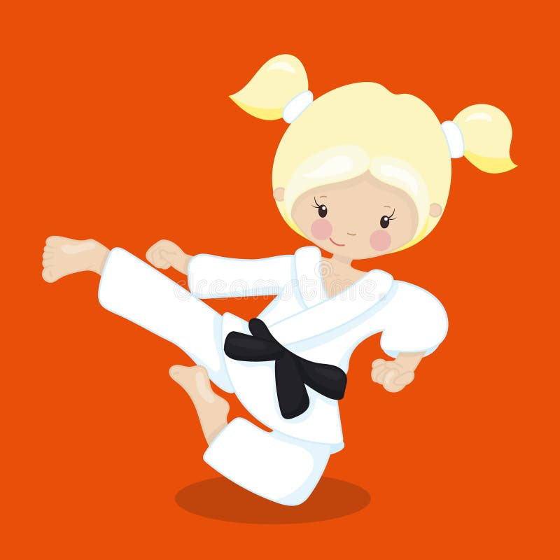 Karate Kid Girt Blond Jump 04 Stock Vector - Illustration of jump ...