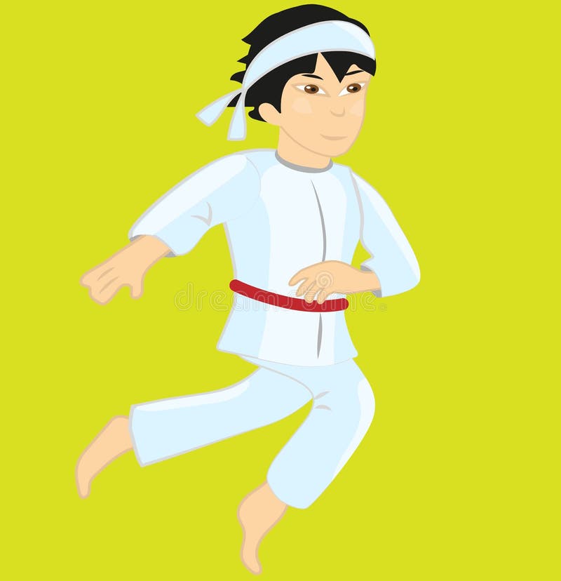 Karate Kid Wearing Red Belt Stock Vector - Illustration of judo, white ...