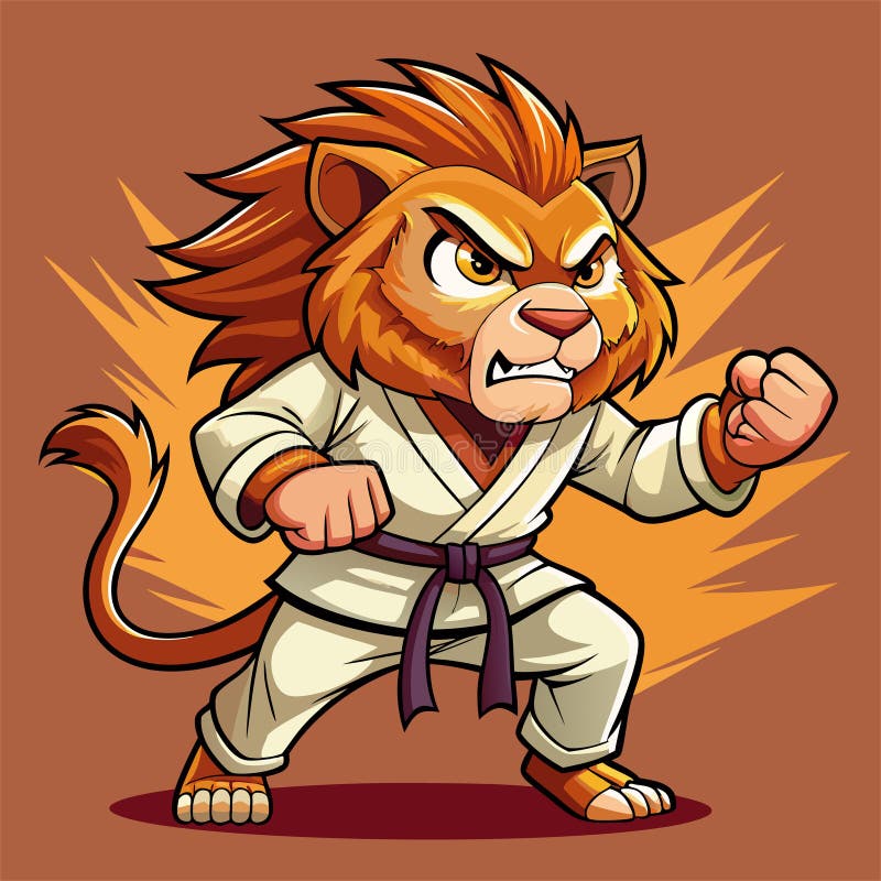 The Karate Lion is Doing the Martial Arts with a Good Kick of ...