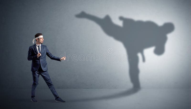Karate Man Confronting with His Own Shadow Stock Photo - Image of dream ...