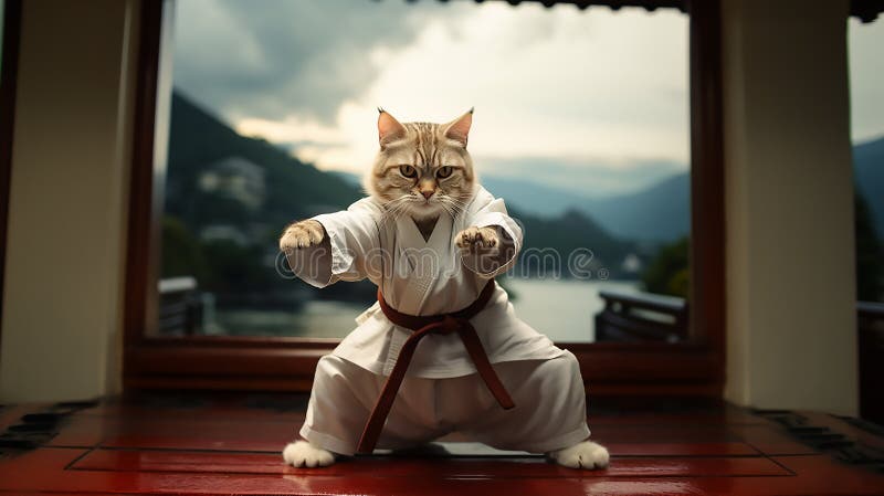 Karate cat stock illustration. Illustration of chinese - 298520204