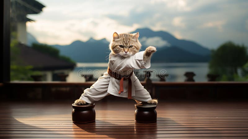 Karate cat stock illustration. Illustration of chinese - 298520204