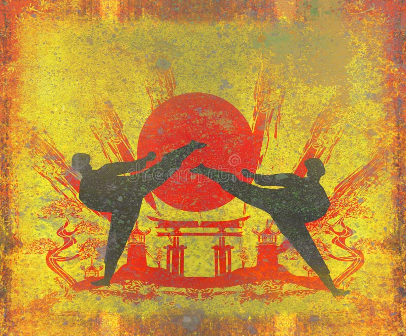 Karate Occupations , Vintage Texture Stock Illustration - Illustration ...