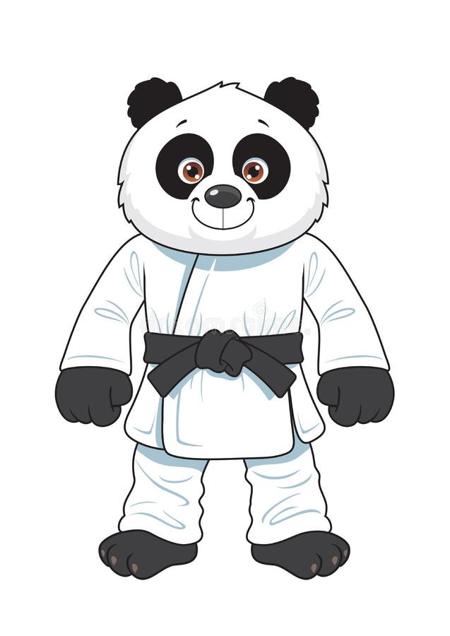Cartoon karate panda kid stock illustration. Illustration of boxing ...