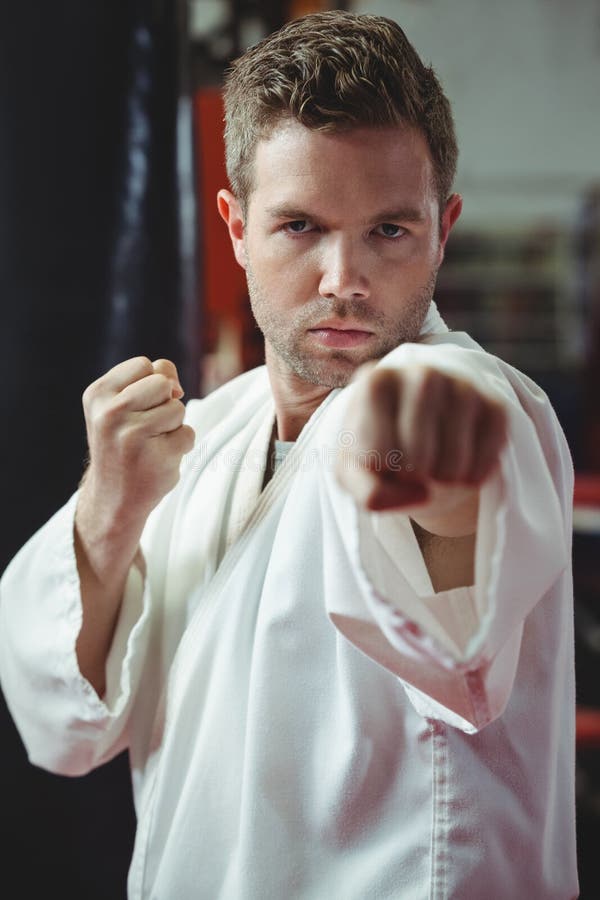Karate Player Performing Karate Stance Stock Image - Image of fighter ...