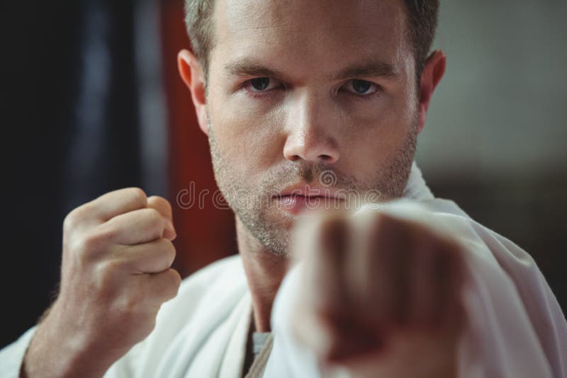 Confident Boxer Performing Boxing Stance Stock Image - Image of male ...