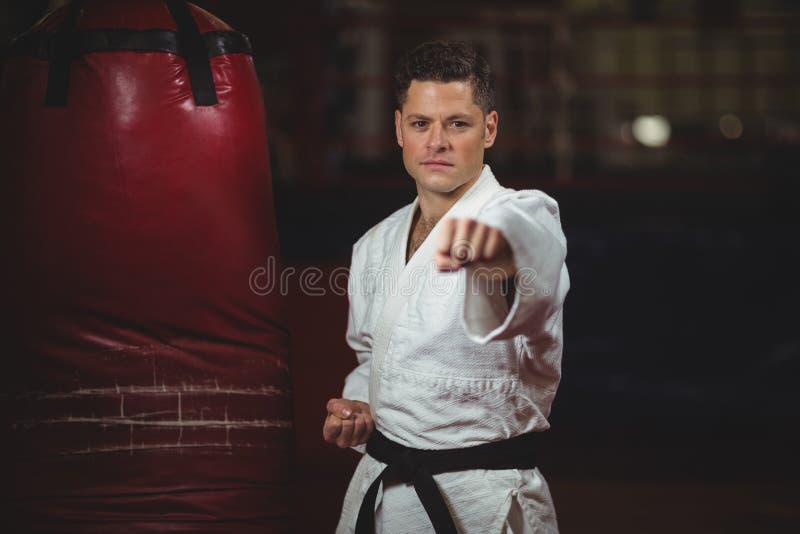 Karate player practicing stock photo. Image of punch - 81425662