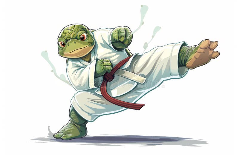 Karate Turtle in Action stock illustration. Illustration of whimsical ...