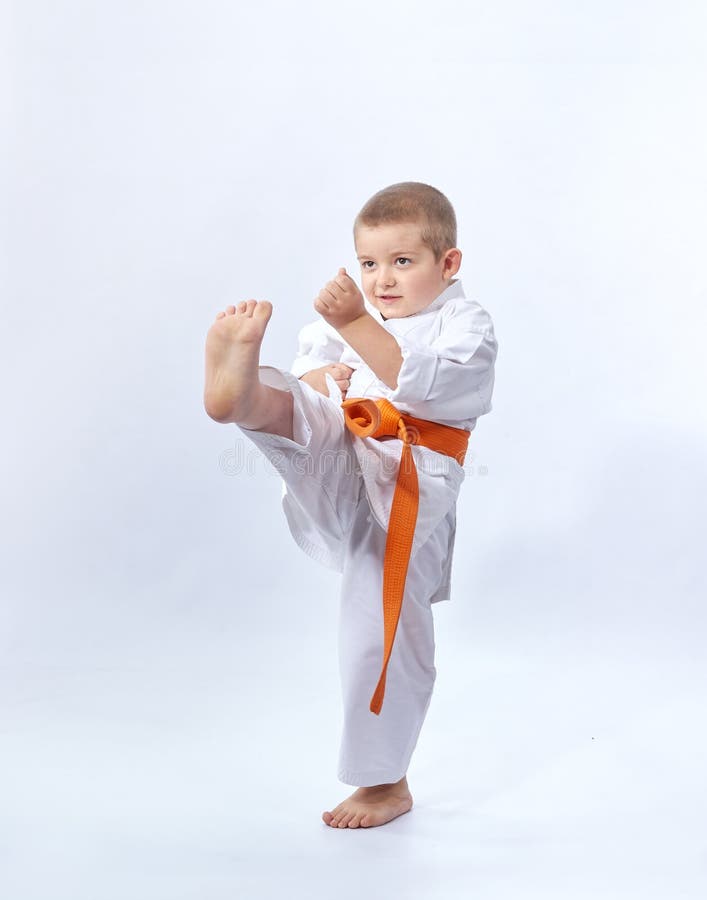 With Orange Belt Boy Beats Kicking Stock Image - Image of jitsu, sambo ...