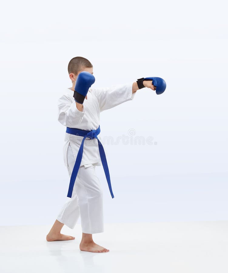 Karateka with a Blue Belt is Training Punch Arm Stock Image - Image of ...
