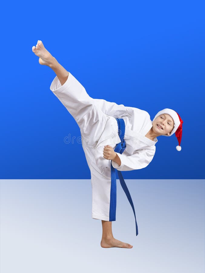 Karateka Hits a High Roundhouse Kick Stock Photo - Image of athletes ...