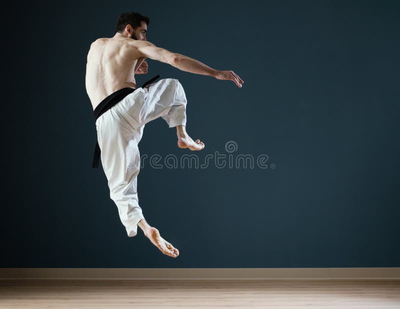 Karateka Sensei at work stock image. Image of belt, activity - 214179969